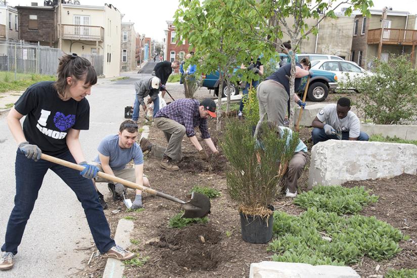 Johns Hopkins volunteers clean, green in East Baltimore for Earth Day | Hub