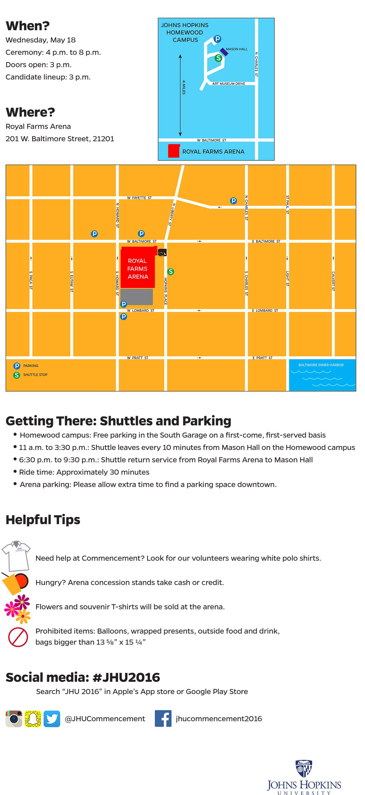 Getting there: A guide to Johns Hopkins commencement shuttles, parking ...